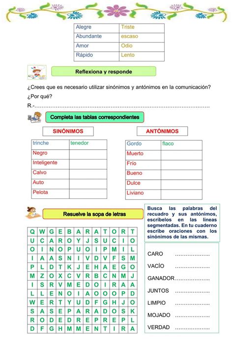 Repasamos Sinónimos Y Antónimos En 3º De Primaria 5 662 Ale Periodic
