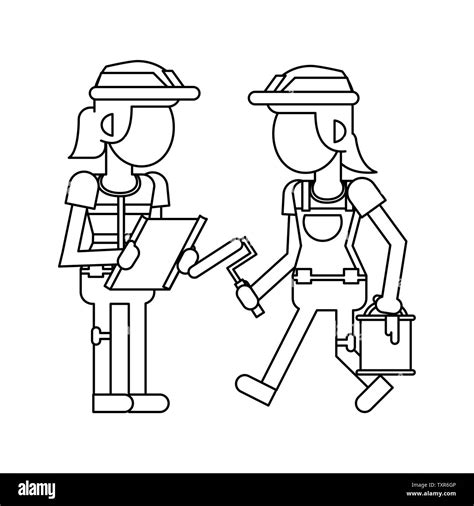 Construction Worker Black And White Clipart