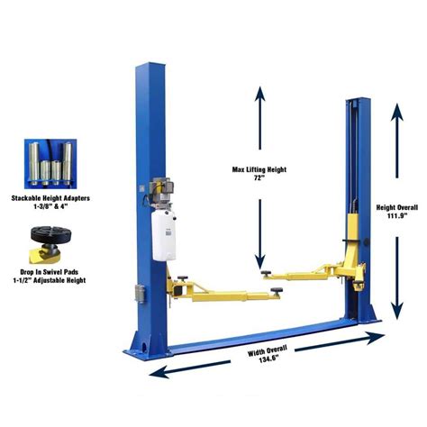 TUXEDO Symmetric 2 Post Car Lift 9 000 Lbs Capacity Heavy Duty In Blue