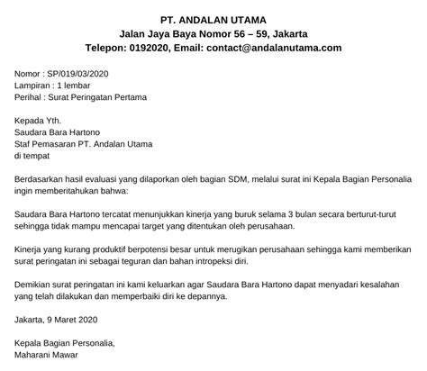 Contoh Surat Peringatan Karyawan Sp Aturannya