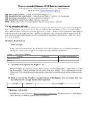 Ap Macro Macroeconomics Summer 2014 Reading Assignment Naked