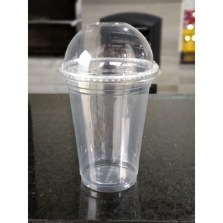 100 Un Copo PP 400 440ml C Tampa Bolha PET Resistente Sem Furo Domo