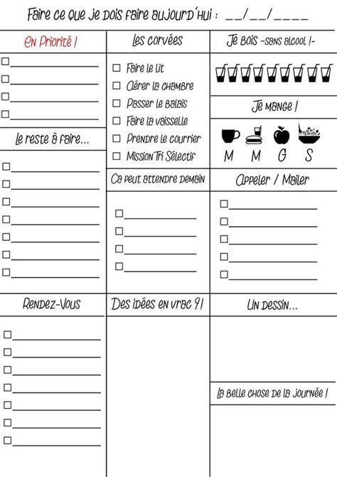 A Printable Meal Planner With Food Items In French And English On The