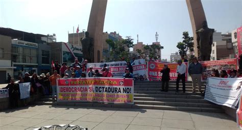Tacna Gremios protestaron de forma pacífica contra gobierno de Dina