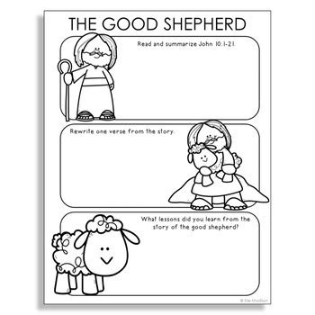 THE GOOD SHEPHERD Bible Story Notes Activity New Testament Worksheet
