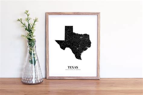 Map Of Texas Printable Texas Map Printable Texas Decor Etsy Custom