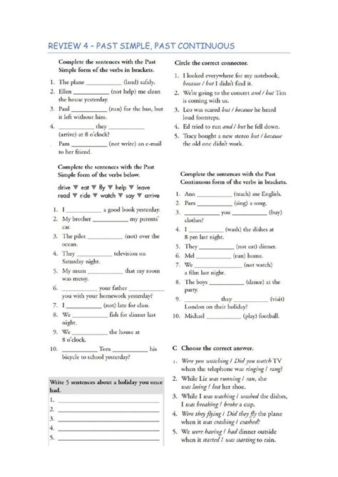 Review 4 Past Simple And Past Continuous Worksheet