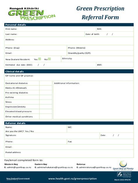 Fillable Online Green Prescription Referral Form Fax Email Print