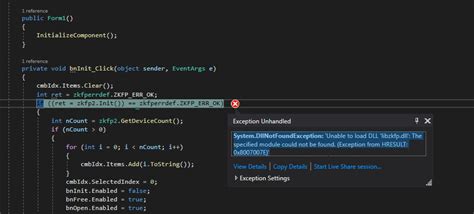 C System DllNotFoundException Unable To Load DLL Libzkfp Dll