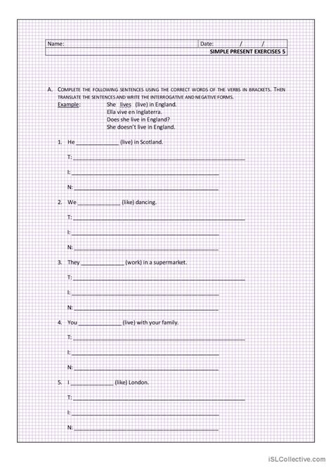 SIMPLE PRESENT EXERCISES 5 Deutsch DAF Arbeitsblätter pdf doc