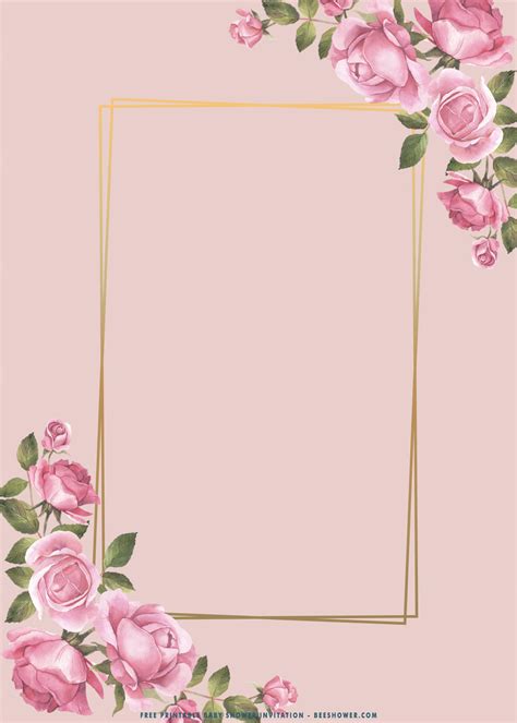 Pink Rose Gold Frame Invitation Beeshower
