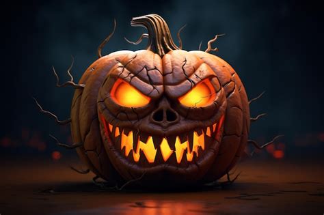 Premium AI Image 3D Render Of Spooky Halloween Pumpkin