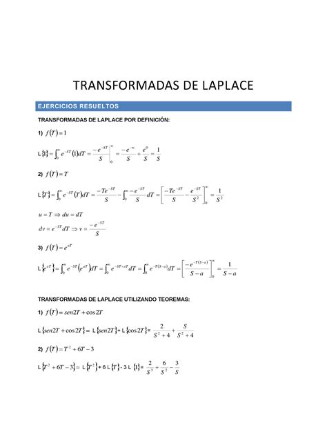 protuberância Formiga colarinho transformada de laplace ejercicios