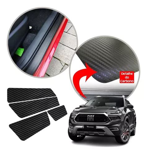 Kit Jogo Soleira Porta Fibra De Carbono Fiat Toro 2022 2023