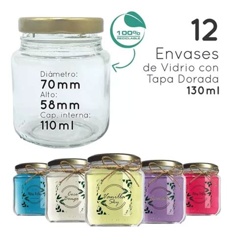 Envases Velas Cera Frasco Vidrio Con Tapa Met Lica Ml X En Venta