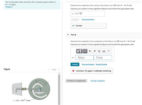 solved the circular plate rotates clockwise with a constant