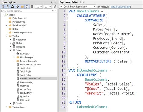 Using Detailrows With Window Functions In Dax