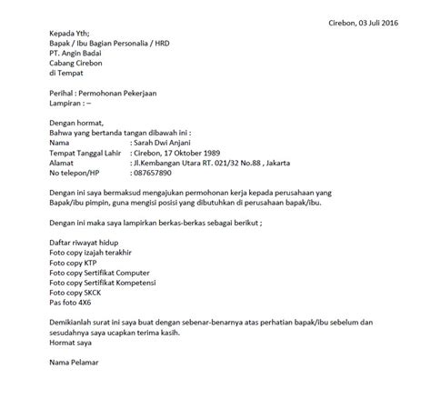 Contoh Surat Lamaran Kerja Tanpa Nama Perusahaan Dan Posisi Kumpulan
