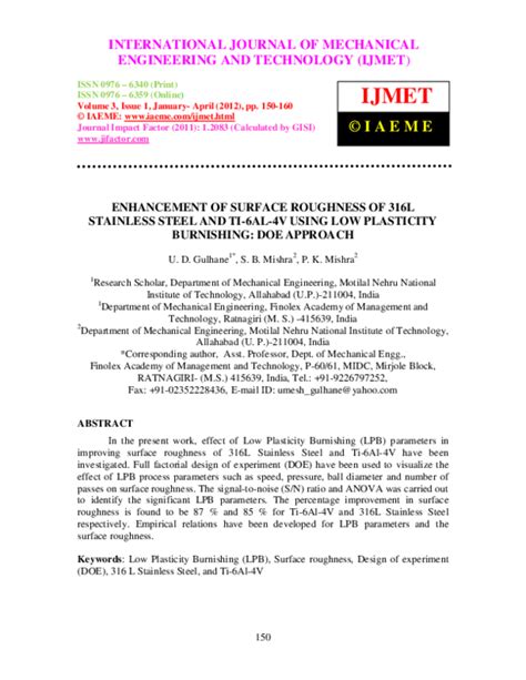pdf enhancement of surface roughness of 316l stainless steel and ti 6al 4v using low