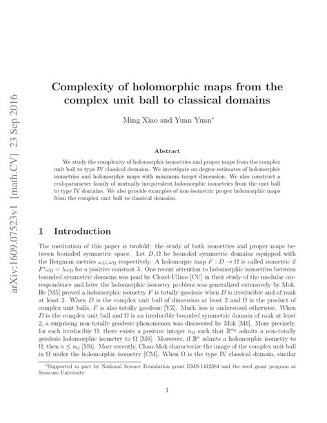 pdf complexity of holomorphic maps from the complex unit ball to classical domains