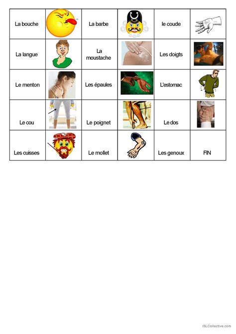 Les parties du corps briser glace Français FLE fiches pedagogiques pdf