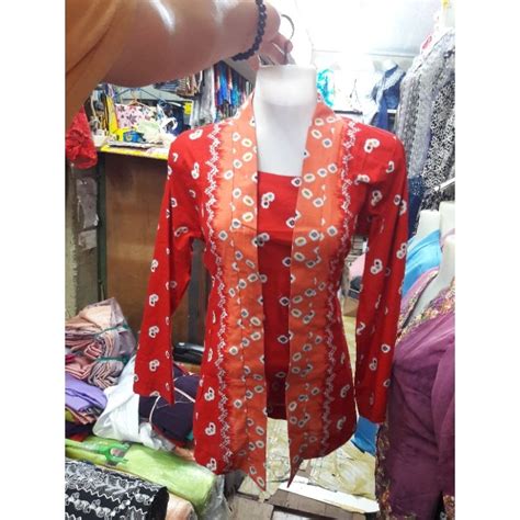Jual Kebaya Jumputan Kutu Baru Merah Shopee Indonesia
