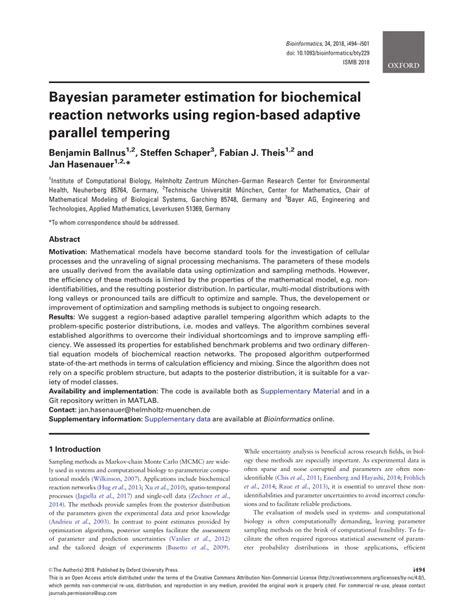 pdf bayesian parameter estimation for biochemical reaction networks using region based