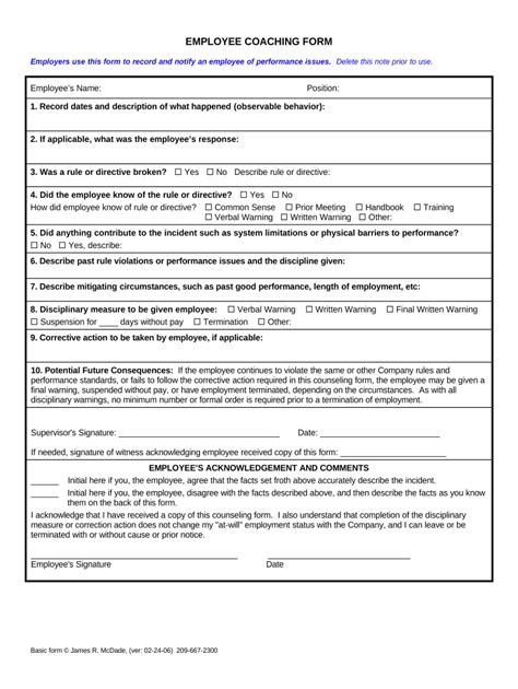 Verbal Coaching Template Fill Out Sign Online DocHub