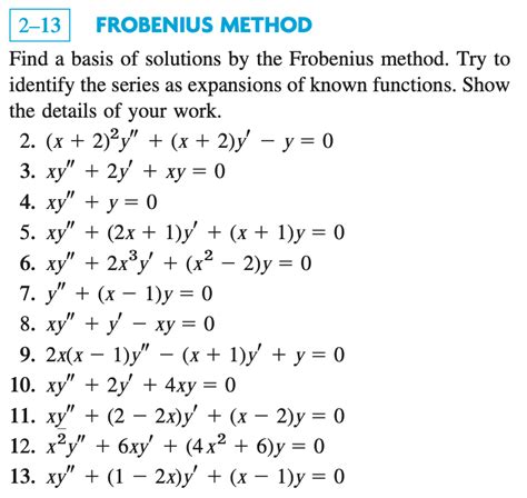 solved 2 13 frobenius method find a basis of solutions by