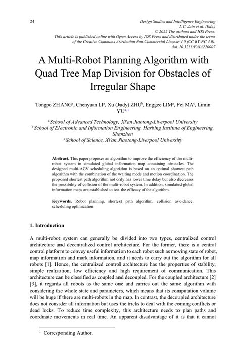 pdf a multi robot planning algorithm with quad tree map division for obstacles of irregular shape