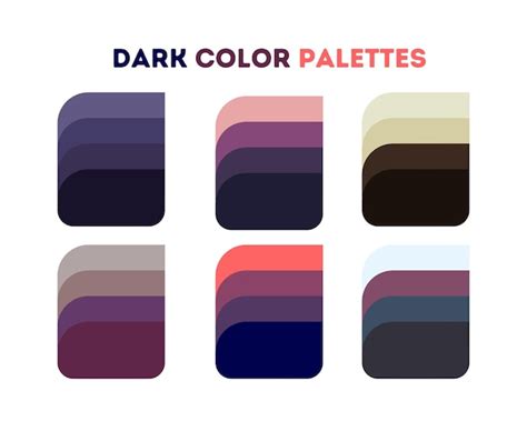 Conjunto de paletas de cores escuras da moda Ilustração vetorial para o