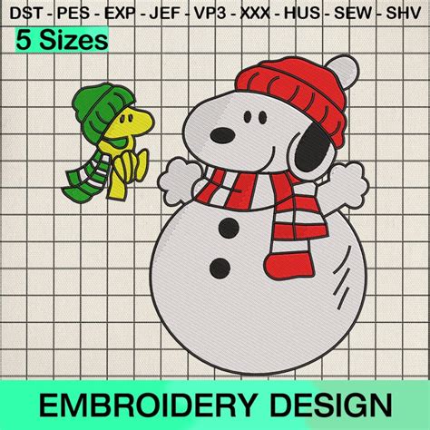 Snoopy And Woodstock Christmas Embroidery Design Snoopy Christmas