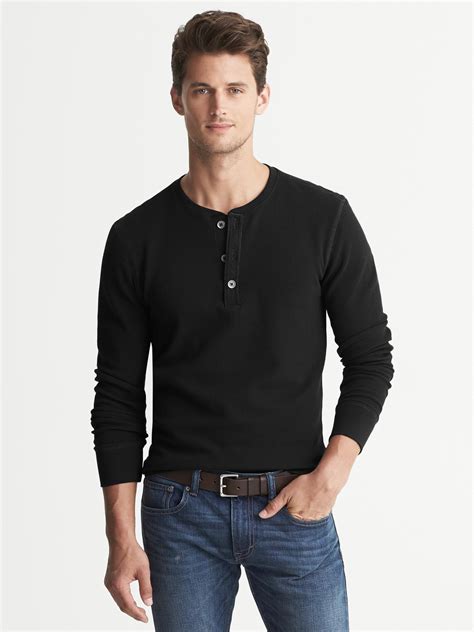 Waffle Knit Henley Banana Republic