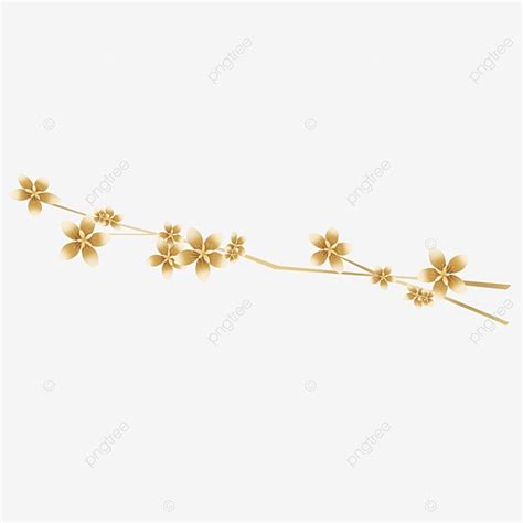 Cherry Blossom Branch PNG Transparent Golden Simple Cherry Blossom