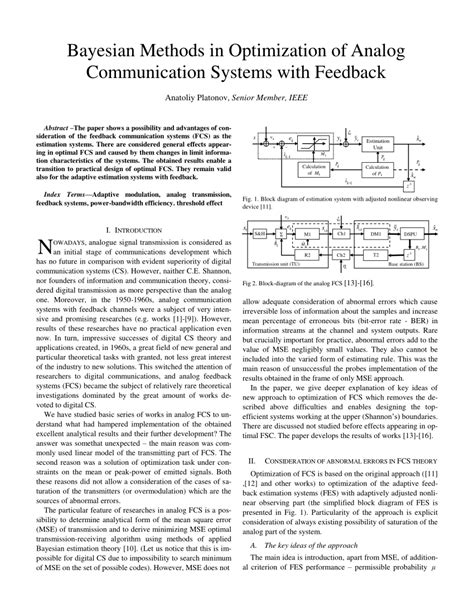 pdf bayesian methods in optimization of analog communication systems with feedback