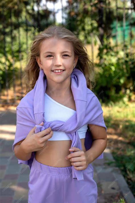 Premium Photo A Girl With A Purple Skirt That Says Shes Wearing A Purple Outfit