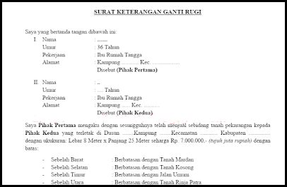Surat Keterangan Ganti Rugi Beserta Contohnya ARSIP INFO