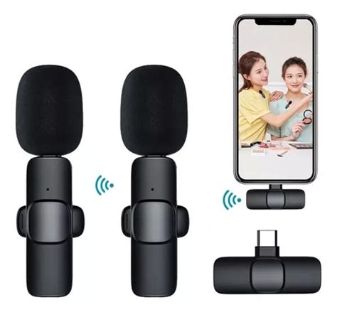 Microfone Lapela Sem Fio Android Usb C Celular Compat Cor Preto Frete