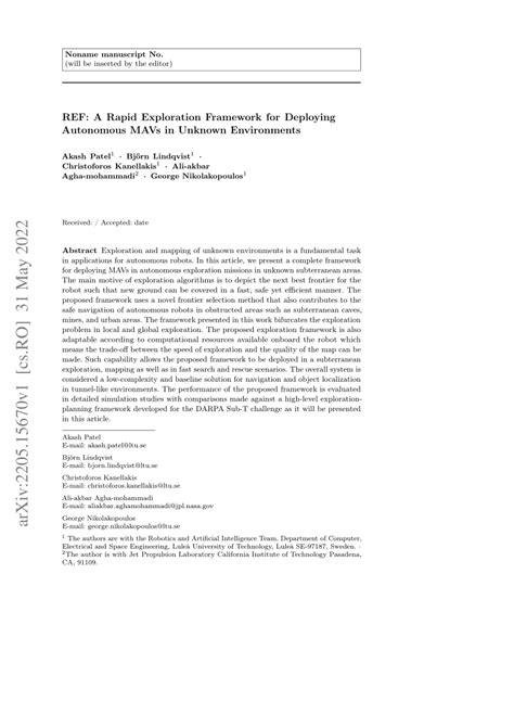 pdf ref a rapid exploration framework for deploying autonomous mavs in unknown environments
