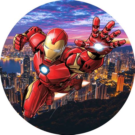 Painel Em Lona Redondo Homem De Ferro 1 00 X 1 00 Banner Fosca Shopee