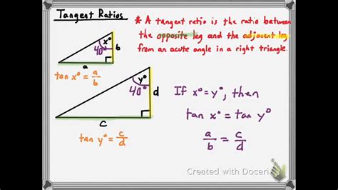 Which Describes The Tangent Ratio