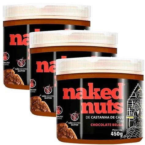 Kit 3 Pasta Castanha Caju Chocolate Belga 450g Naked Nuts Comida