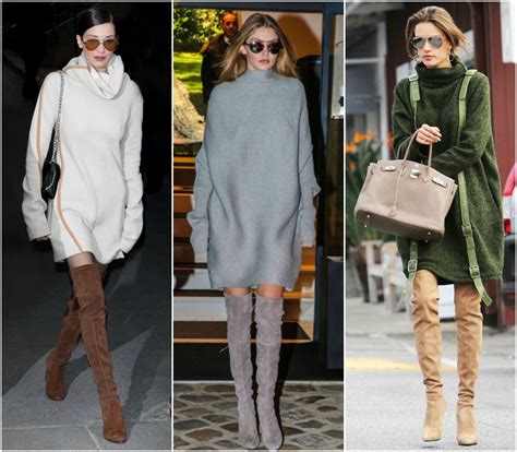 Sydne Style Shows How To Wear A Sweater Dress And Over The Knee Boots