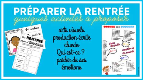 Activit S Jour De Rentr E Cluedo Arts Visuels Production Crite Et
