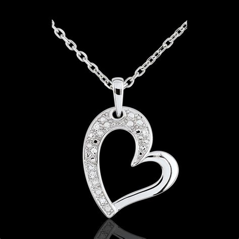Pendentif Coeur Or Blanc 9 Carats Twist Bijoux Edenly