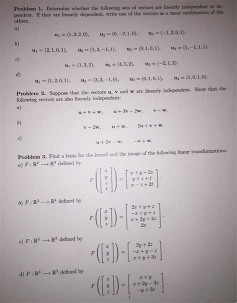 problem 1 determine whether the following sets of
