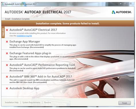 installation complete some products failed to install during autodesk product installation