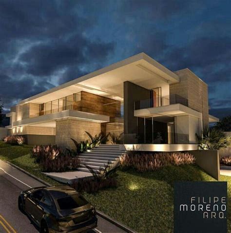 Casa de alto padrão formas retas e volumétricas House