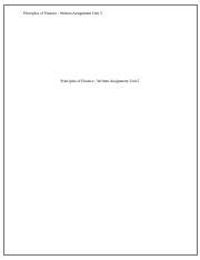 Principles Of Finance Written Assignment Unit Docx Principles