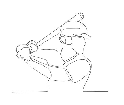 Premium Vector Continuous One Line Drawing Of Baseball Player Simple